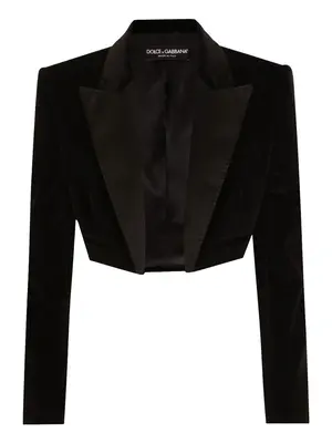 Dolce & Gabbana Velvet Cropped Blazer - Black
