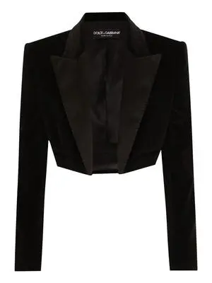 Dolce & Gabbana Velvet Cropped Blazer - Black