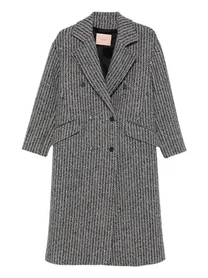 TWINSET Herringbone Wool-blend Coat - Black