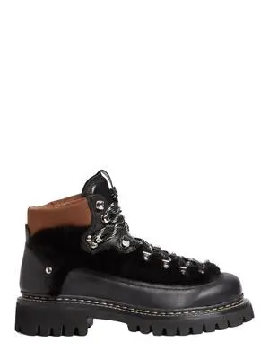 Dsquared2 Faux-fur Detail Hiking Boots - Black