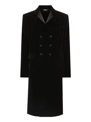 Dolce & Gabbana Velvet Double-breasted Coat - Black