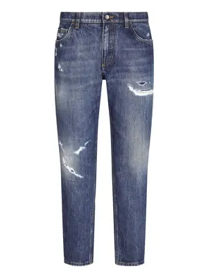 Dolce & Gabbana Ripped Straight-leg Jeans - Blue