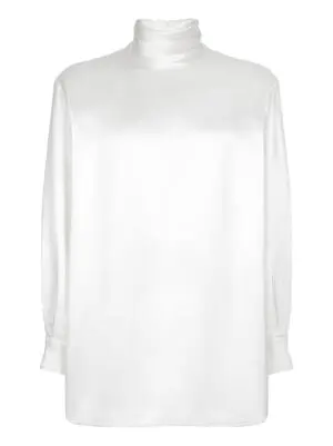 Dolce & Gabbana High-neck Silk Shirt - White