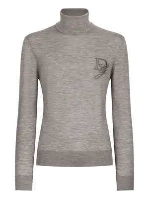 Dolce & Gabbana Logo-embroidered Cashmere Turtleneck - Grey