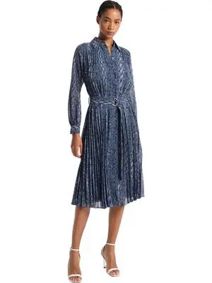 MICHAEL KORS Michael Kors Snake Print Georgette Pleated Shirtdress