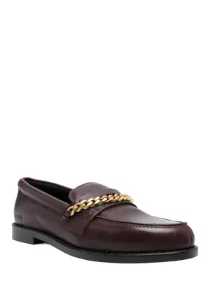 GOLDEN GOOSE Chain-link Leather Loafers - Red