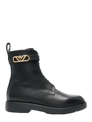 EMPORIO ARMANI Emporio Armani Eagle Logo Leather Boots