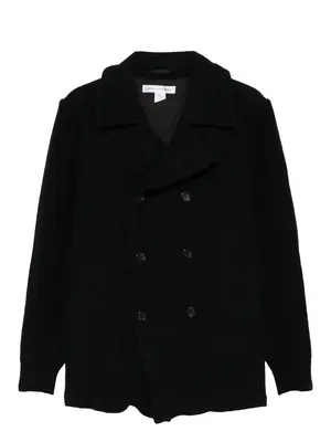 Comme Des Garçons Ribbed-sleeve Pea Coat - Blue