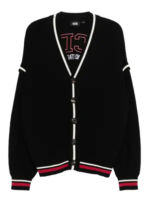 Gcds Logo Knit Cardigan - Black