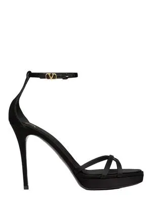 Valentino Garavani 120mm Satin Platform Sandals - Black