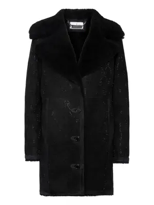Philipp Plein Monogram-pattern Shearling Coat - Black