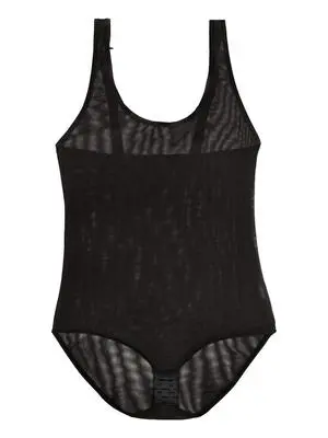 CURVY COUTURE Sheer Mesh Bodysuit - Black Hue