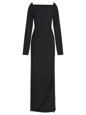 KAY UNGER Katerina Crepe Split-sleeve Gown - Black