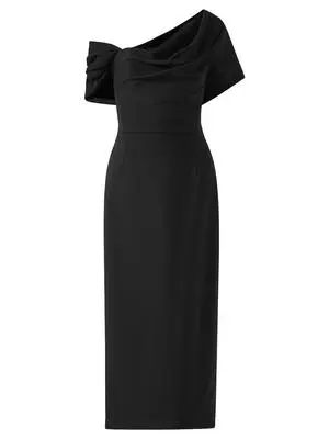 Carolina Herrera Carolina Herrera Draped Off-the-Shoulder Midi Dress Black