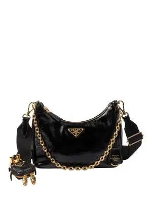 Prada Re-Edition 2005 Naplak Patent Leather Bag Black