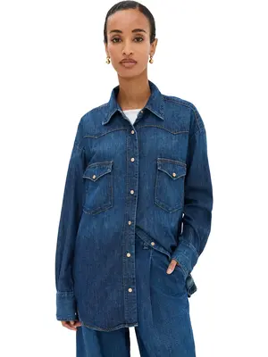 TWP TWP Supersized Rancher Shirt Dark Wash