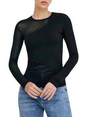 MARCELLA Casey Contrast Knit Top - Black