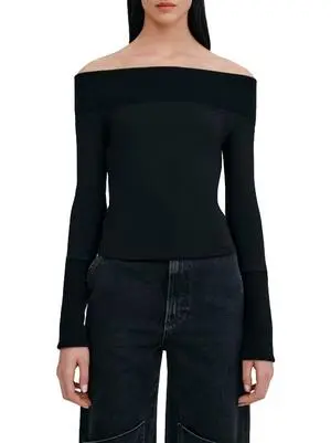 MARCELLA Tilly Off-the-shoulder Knit Top - Black