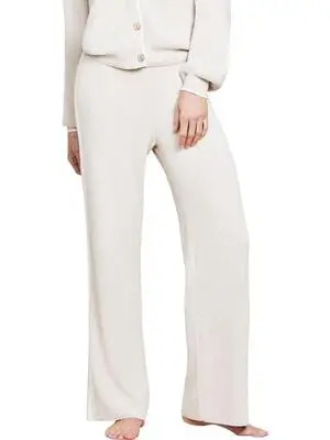 Barefoot Dreams Cozychic Ultra Lite Contrast Rib Pajama Pants - Stone/pearl