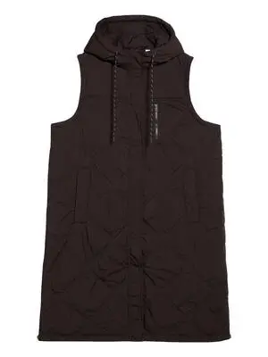 Zella Long Hooded Puffer Vest - Brown Mole