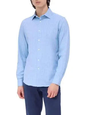 Bugatchi Ooohcotton® Check Button-up Shirt - Air Blue