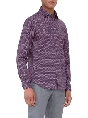 Bugatchi James Ooohcotton® Dot Button-up Shirt - Ruby