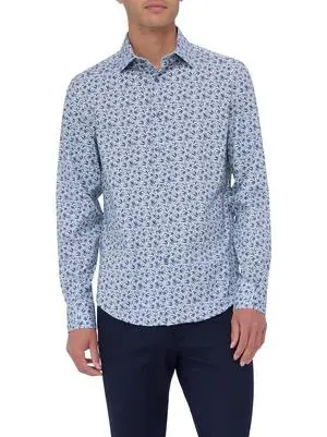 Bugatchi James Ooohcotton® Leaf Print Button-up Shirt - Sage