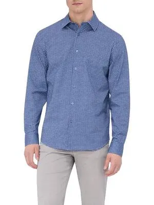 Bugatchi James Ooohcotton® Microcheck Button-up Shirt - Air Blue
