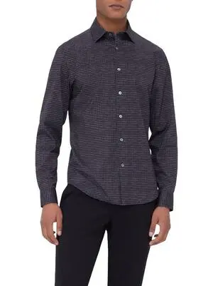 Bugatchi James Ooohcotton® Microcheck Button-up Shirt Black