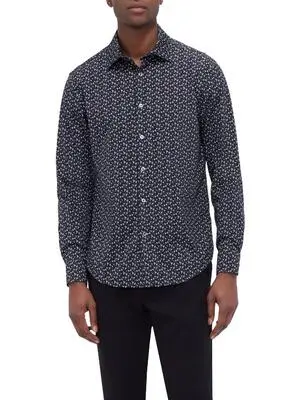 Bugatchi James Ooohcotton® Martini Print Button-up Shirt - Black