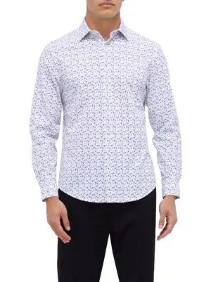 Bugatchi James Ooohcotton® Martini Print Button-up Shirt - White