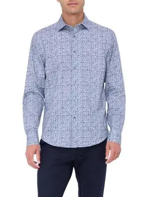 Bugatchi James Ooohcotton® Medallion Print Button-up Shirt - Navy