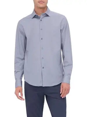 Bugatchi James Ooohcotton® Microcheck Button-up Shirt Camel