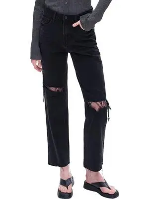 BAYEAS High-waist Straight Leg Jeans - Sulfur Black