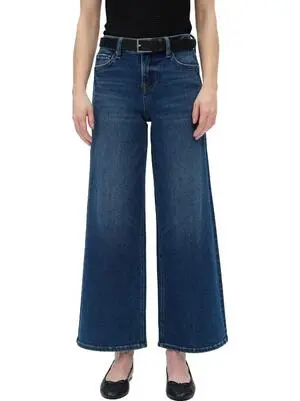 BAYEAS Lisa Ankle Wide Leg Jeans Dark Blue