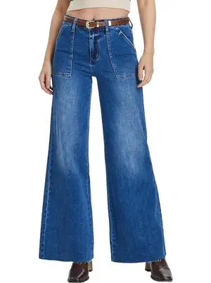 BAYEAS Bayeas Raw Hem High-Waist Wide-Leg Jeans