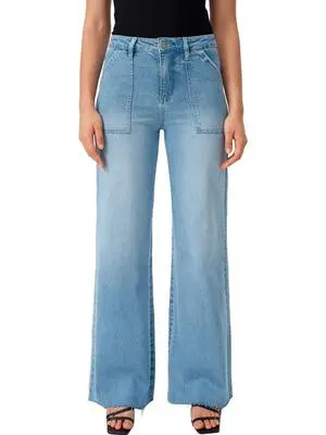 BAYEAS High Waist Wide Leg Jeans - Light Blue