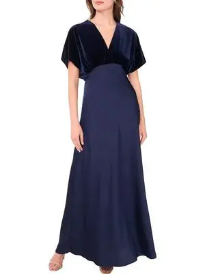 CECE DUPRAZ Dolman Sleeve Velvet & Satin Dress - Classic Navy 407