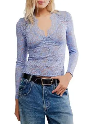 Free People All Day Lace Crop Top - Dawn Breeze