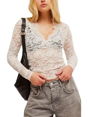 Free People All Day Lace Crop Top - Ivory