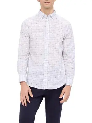 Bugatchi Karl Shaped Fit Check Button-up Shirt - White