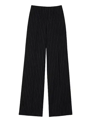 Sandro Pinstriped Straight-leg Trousers - Noir / Gris