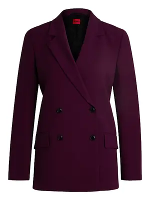 Hugo Relaxed-fit Double-breasted Stretch-woven Blazer - Medium Purple