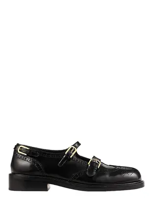 Sandro Double-strap Leather Derby Shoes - Noir / Gris