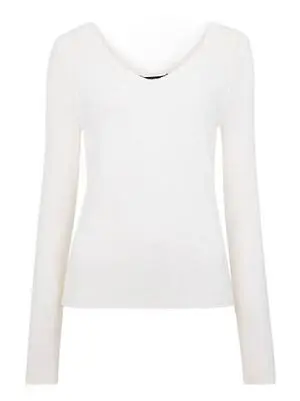 WHISTLES Essential Slim-Fit Ribbed Stretch-Woven Top