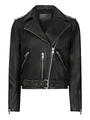 ALLSAINTS Balfern Buckle-embellished Cropped Leather Jacket - Black