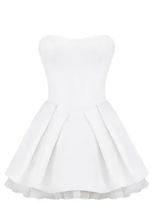 House Of Cb Fitted-bodice Bow-embellished Mini Gown - White