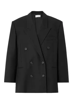 THE ROW Timoty Double-breasted Wool-twill Blazer - Black