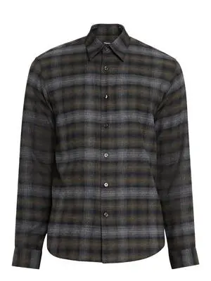 Theory Men & Apos;s Irving Soft Plaid Sport Shirt Duffle Mel