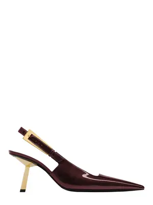 Saint Laurent Patent Leather Lee Slingback Pumps - Brown